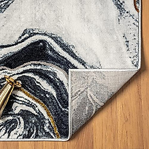 LUXE WEAVERS Francesca Collection 2180 Blue 5x7 Marble Abstract Area Rug