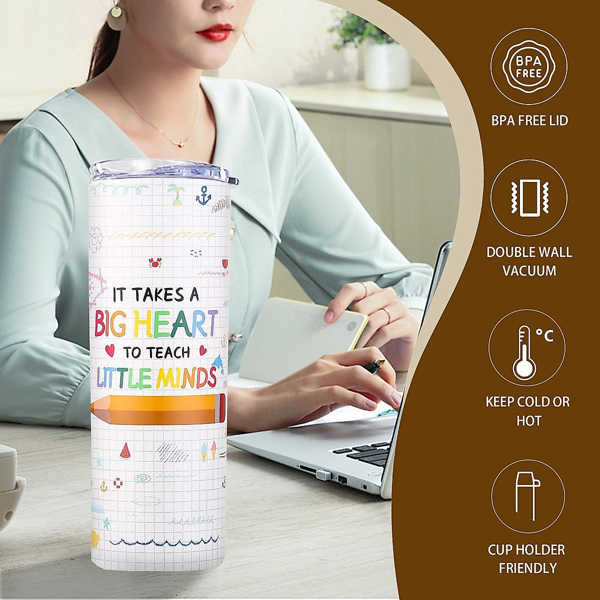 DHQH Teacher Christmas Gifts For Women,Teacher Appreciation Gifts End of Year, Teacher Thanksgiving Gifts From Student, 20 oz Tumbler