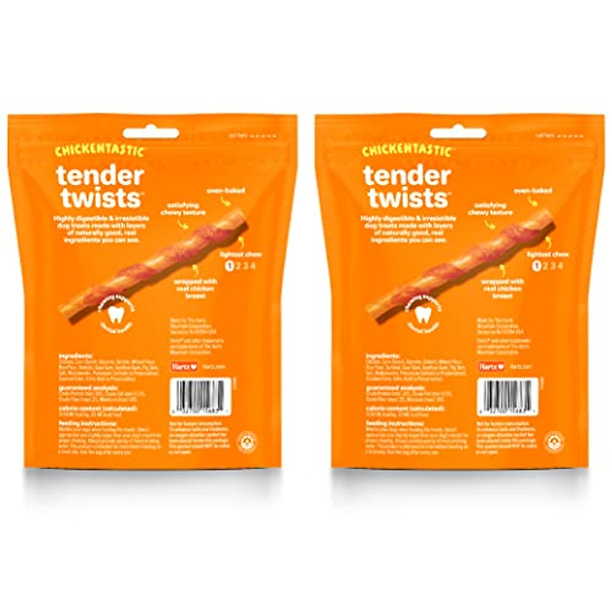 Hartz Oinkies Rawhide-Free Tender Treats Wrapped with Chicken Dog Treats Chews, Highly Digestible, No Artificial Flavors, Perfect for Smaller and Senior Dogs, 36 Count (Pack of 2)