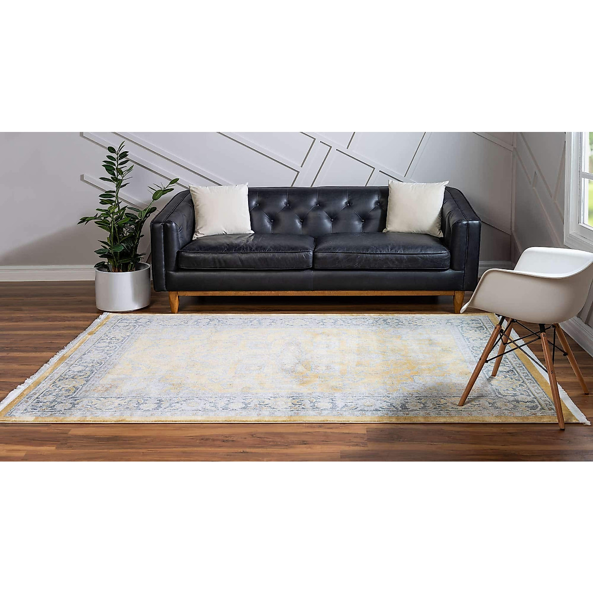 Unique Loom Baracoa Collection Area Rug - Prado (8' 4" x 10' Rectangle, Yellow/ Ivory)