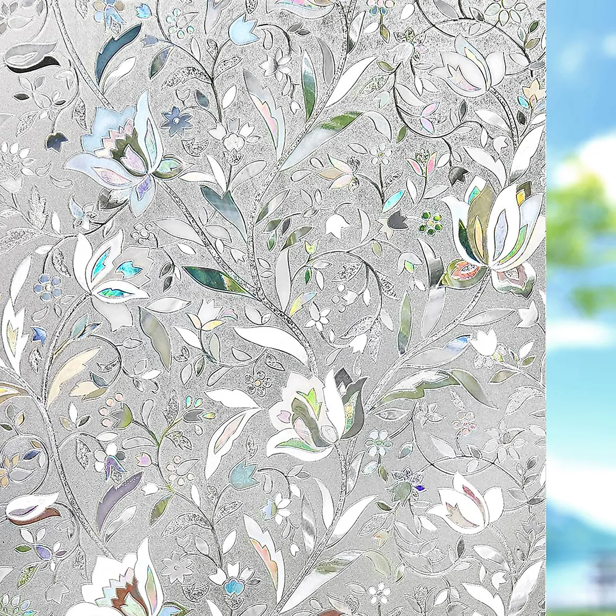 Kromapolis Window Film, Window Privacy Film, Window Vinyl Glass Covering, Stained Glass Decorative Film, Window Film Privacy Frosted, Static Window Clings, Non-Adhesive, No-Glue (17.5 x 78.7 inch)