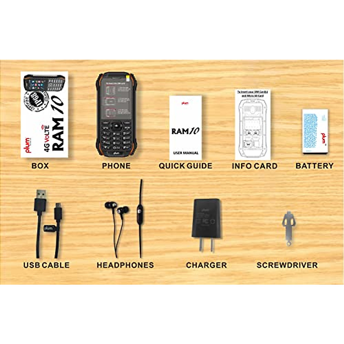 Plum Ram 10 4G LTE Unlocked Rugged Phone 2022 Model - ATT, Tmobile - Black