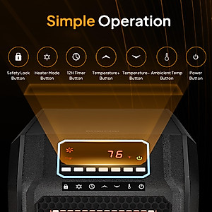 750W/1500W Electric Infrared Quartz Heater w/Remote Control, 4-Element Space Heater with Temperature Control, Timer, Overheat Shut Off Protection, 3 Heat Settings For Home Office Indoor, ETL