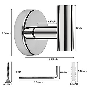 WALLERRY 4 Pack Polished Chrome Towel Hooks, Coat Hook Robe Towel Hook Bathroom Cabinet Closet Sponges Hook SUS 304 Stainless Steel Wall Hook for Bath Kitchen Bedroom Garage Heavy Duty Wall Mounted