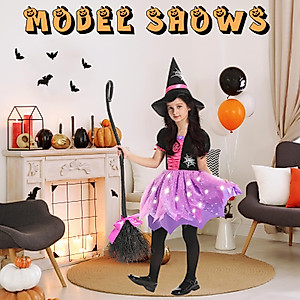 Halloween Witch Broom with Ribbons for Kids, Wizard Flying Wicked Prop Witches Broomstick Adult for Cosplay Party, Witch Decorations