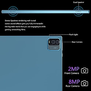Tablet With Keyboard 2 in 1 Tablet Android Tablet 10 Inch Tablets, Include Mouse Case Stylus Tempered Film 5G Wifi Wifi6 128GB ROM+6GB RAM 10 IN IPS 8MP Camera 6000mAh Battery 10.1" FHD Android 11 Tab