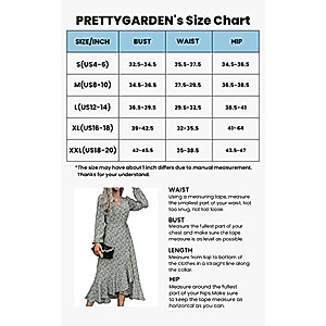 PRETTYGARDEN Women's Bohemian Dress Wrap V Neck Long Sleeve High Split Flowy Ruffle Floral Maxi Dress with Belt (Green, Medium)