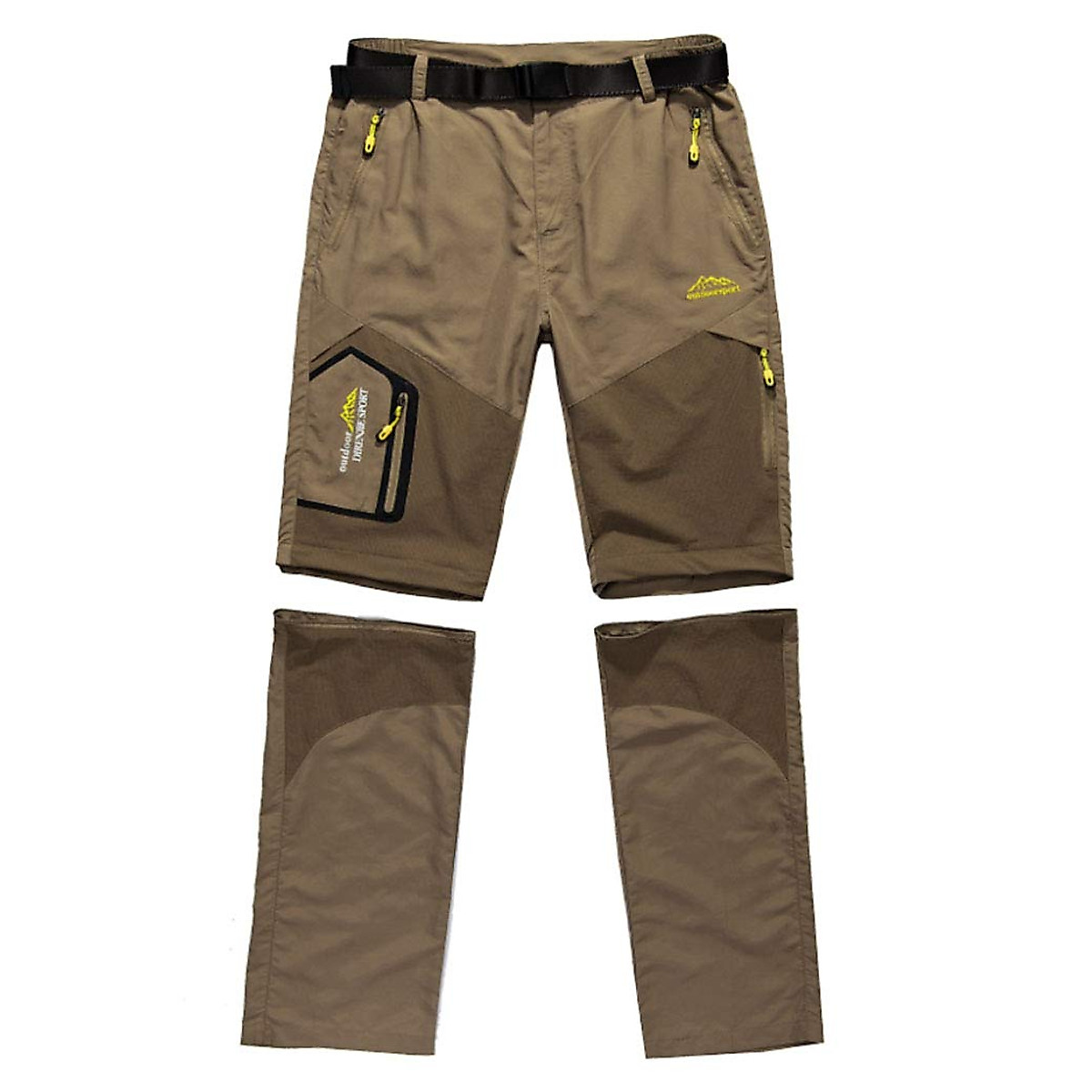 Amoystyle Men's Water-Repellent Quick Dry Convertible Hiking Pants Khaki Asian 7XL