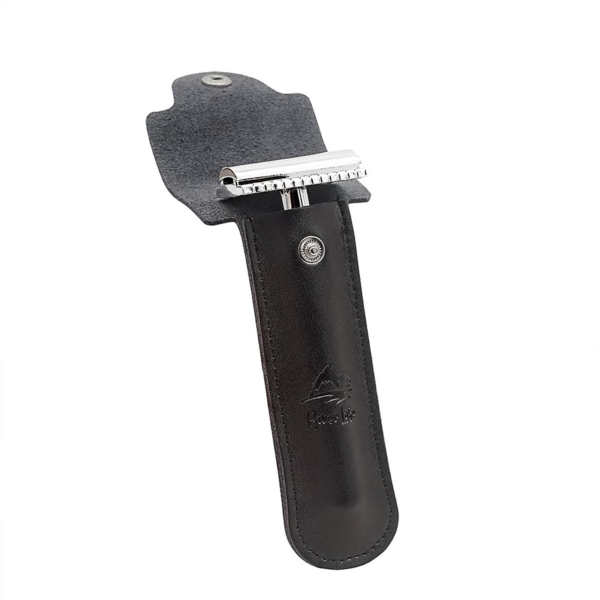 Genuine Leather Case Razor Protective Travel Case RIVERLAKE for Safety Razor's Double Edge Safety Case Cover Shaving Pouch Holder/Travel Case (Protective Case, Black)