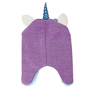 Little Girls Winter Unicorn Beanie Hat and Gloves Set Kids Knitted Earflap Cap Flip Top Mitten Set