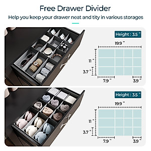 LINSY HOME 5 Drawer Dresser, Black Dresser for Bedroom, Modern Dresser Chest with Wide Drawers, Wood Storage Chest of Drawers for Nursery Kids Room Living Room