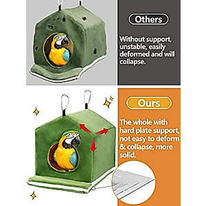 MEWTOGO Large Winter Warm Bird Nest House, Bird Bed for Cage, Novelty Plush Parrot Nest Snuggle Shed Hut, Easy to Install for Macaws Amazon Parrot African Grey Lovebirds