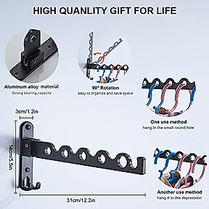 Gnimauhz Small Wall Clothes Rail, Aluminium Foldable Drying Rack Hook 90° Rotation Coat Hanger for Laundry Bathroom Balcony (1ps Black Fixed Seat)