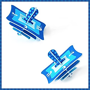 Premium Dripless Hanukkah Candles Multi Blues Frosted Thin Tapered Chanukah Candle Set of 45 Enough for Eight Nights of Hanukah Includes a DIY Dreidel, Prayer Card with Chanukah Song - Aviv Judaica