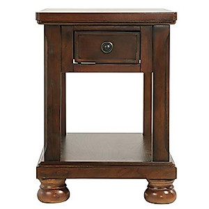 Signature Design by Ashley Porter Traditional Hand-Finished Rectangular Chair Side End Table, Dark Brown