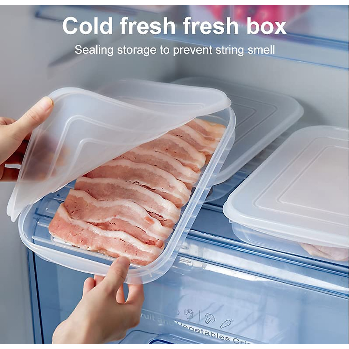 HXYCNNA 2 Pack Bacon Keeper, Bacon Storage Containers, Lunch Meat Container For Refrigerator, food Storage Containers With Lids Airtight, Deli Meat & Cheese Stackable Food Storage Organizer