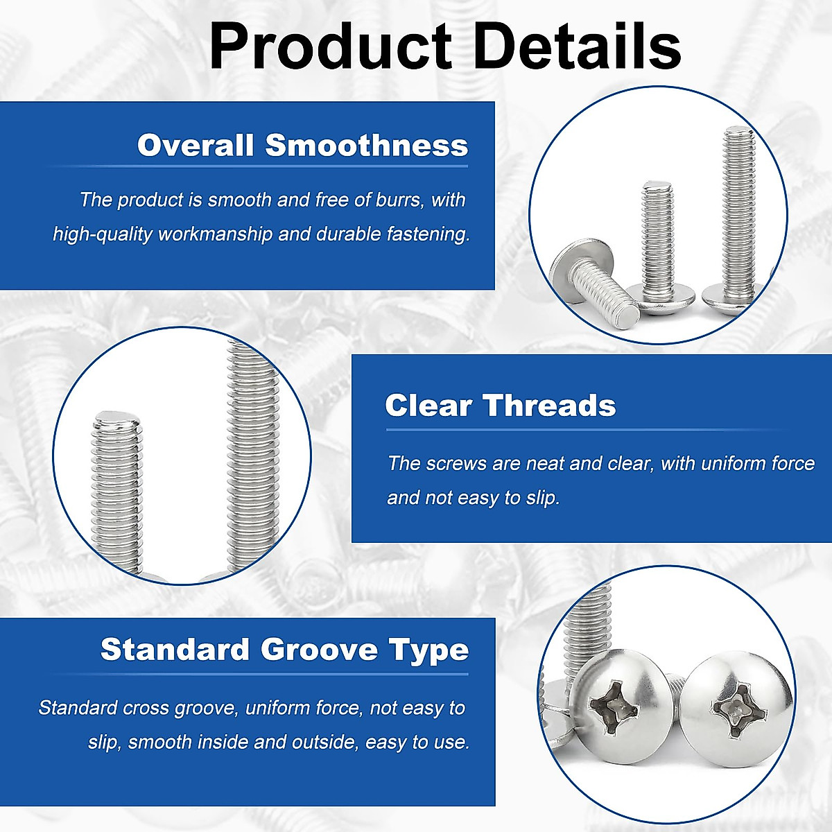 MroMax 15Pcs M4 x 6mm Truss Head Phillips Machine Screws for Cabinet Drawer Knob Pull Handle, 304 Stainless Steel 18-8, Fully Thread, Metric Silver Gray Cross Head Screws Bolts