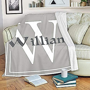 CUXWEOT Custom Blanket with Name Text Personalized W Letter Soft Fleece Throw Blanket for Gifts (50 X 60 inches)