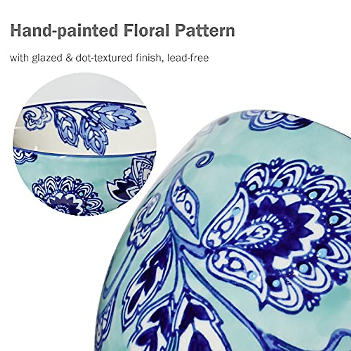 Taimei Teatime Ceramic Coffee Cups and Saucers,10.8oz Tea Mugs with Plates of 2, Green Handpainted Floral Large Tea Mugs for Tea, Cappuccino, Latte or Americano