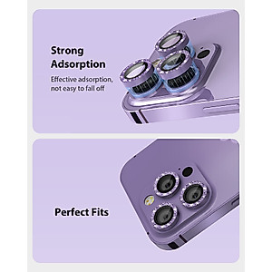 Actgan for iPhone 14 Pro and iPhone 14 Pro Max Camera Lens Protector Glitter Bling Glass Screen Camera Cover for iPhone 14 Pro Max and 14 Pro,[1 Set] Glitter Purple