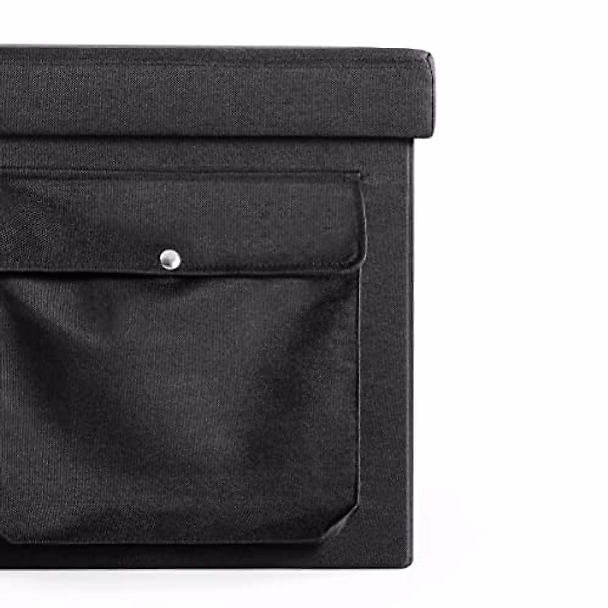 Otto & Ben 15" Cube Storage Ottoman with Pocket and Flip top Tray, Black