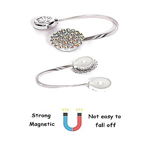 Magnetic Tiebacks for Curtains, 2 Pack Sparkling Crystal Flower Curtain Tiebacks Curtain Buckle Clips with High-Elastic Spring Wire for Home Office Decoration (White)