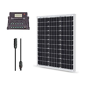 Renogy KIT-BUNDLE50D 12 Volt Monocrystalline Solar, Bundle 50W Kit, Bundle Kit with 10A PWM LCD Charge Controller