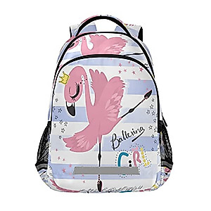 Kcldeci Flamingo Ballerina Preschool Backpack Ballet Dancer Girl Kindergarten Little Kid Toddler School Backpacks Bookbag for Boys and Girls with Chest Strap