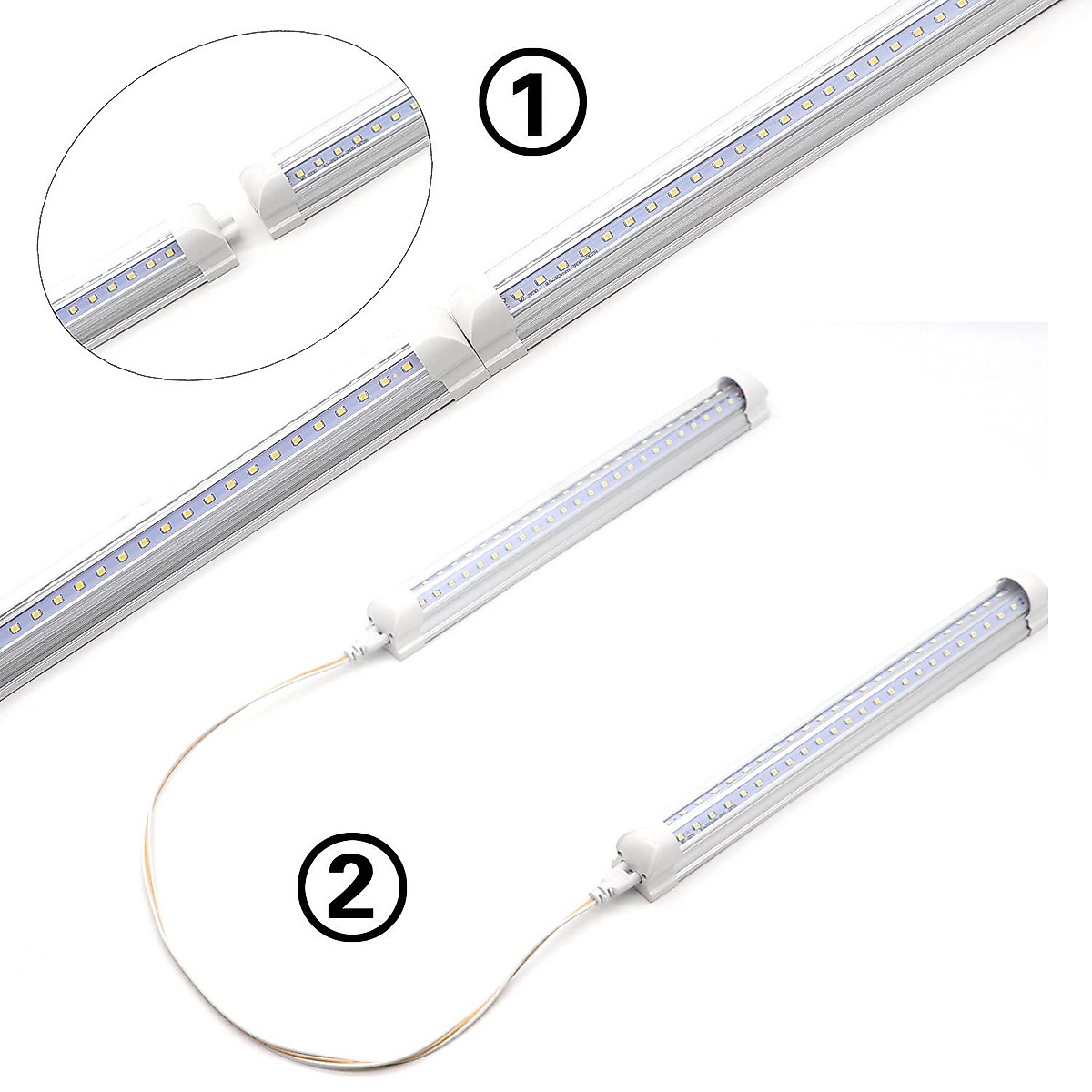 LED Shop Light Fixture, 12inch 9W, 1080LM, 5000K Daylight White, T8 V-Shape Integrated Tube Light, Hight Output, Brighter White, LED Tube Light for Garage, Warehouse, Plug and Play (Pack of 2)