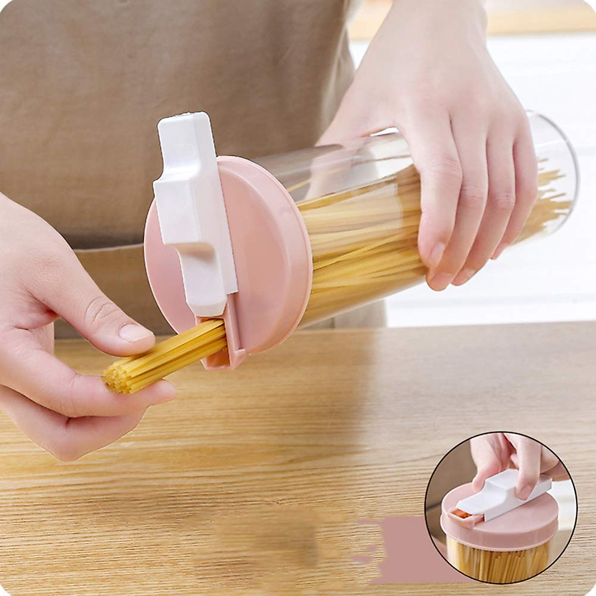 Hemoton 2Pcs airtight food canister food storage containers spaghetti holder plastic spaghetti noodle container cereal dispenser jar Jars for Spaghetti dry food container flour oatmeal