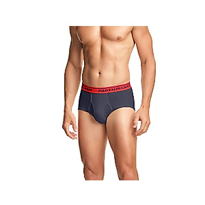 POLO RALPH LAUREN Men's Classic Fit Cotton Briefs 3-Pack, Aerial Blue/Rugby Royal, Rugby Royal/Aerial Blue, Cruise Navy/Red, X-Large