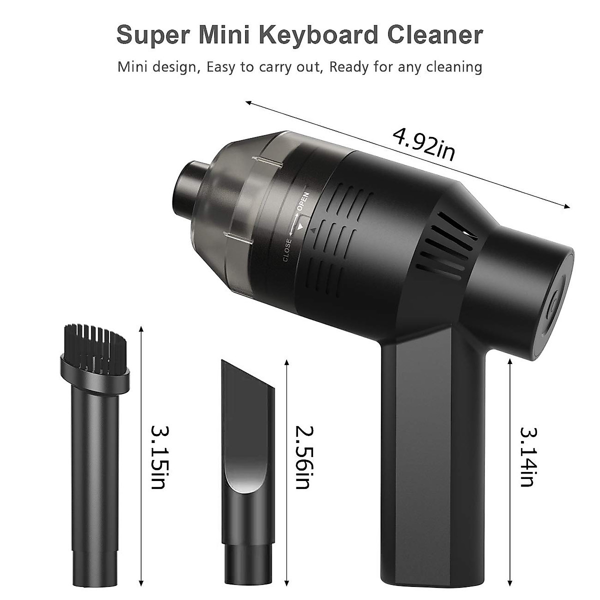 HONKYOB [Upgrade] Mini Vacuum Cordless Vacuum Keyboard Cleaner Mini Computer Vacuum Rechargeable Desk Vacuum for Cleaning Dust,Hair,Crumbs,Eraser Scrap,Cigarette Ash,Laptop,Pet House，Sewing Machine