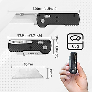 OKNIFE Otacle U1 Folding Pocket Utility Knife, Quick Change Box Cutter with Rail Lock, EDC Razor Knife with Pocket Clip for Office, Factory
