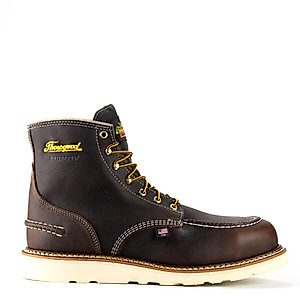 Thorogood 1957 Series 6” Waterproof Moc Toe Work Boots for Men - Soft Toe, Full-Grain Leather with Slip-Resistant Wedge Outsole and Shock-Absorbing Footbed, Briar Pitstop - 12 D US