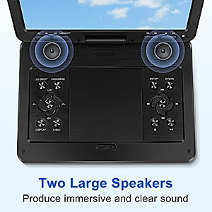 𝒀𝑶𝑶𝑯𝑶𝑶 16.9" Portable DVD Player with 14.1" HD Swivel Screen, 6 Hours Battery Portable DVD Player for Car, Distinctive Screen Button Design, Car Headrest Mount, Support USB/SD Card/, Black