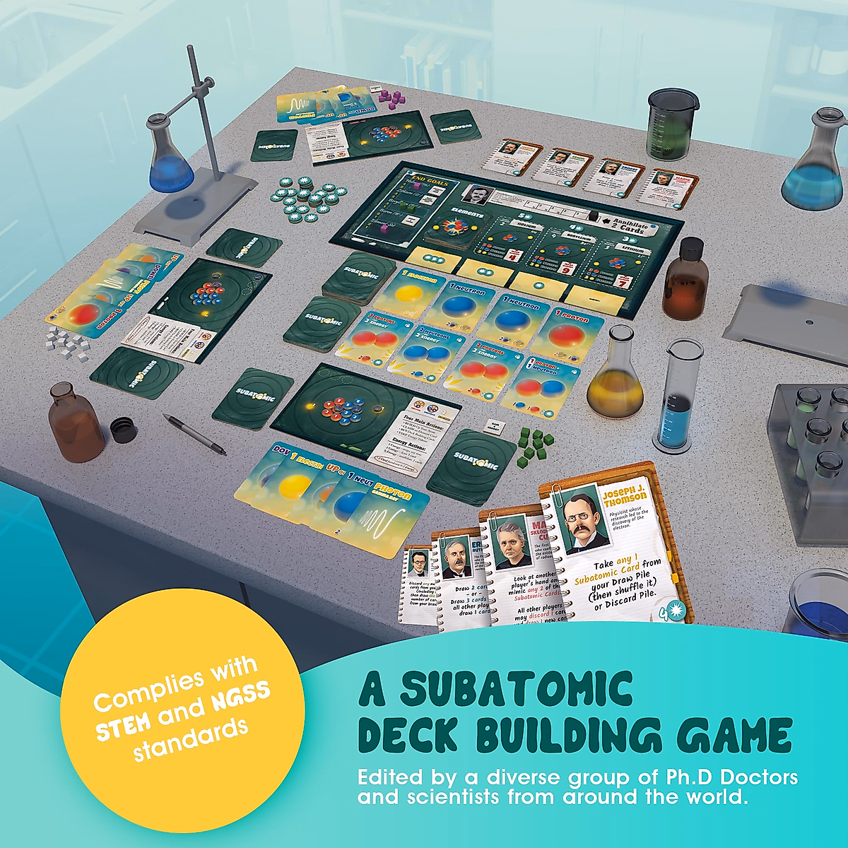 Subatomic: an Atom Building Game (2nd Edition) | A Chemistry Game About Elements, Protons, Neutrons, and Electrons | Educational Science Board Games for Teens, Adults, Classrooms, Schools, and Family