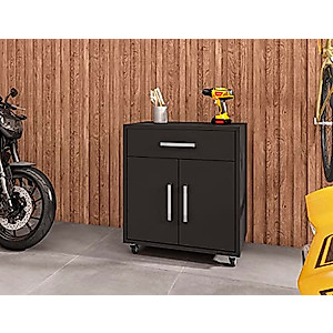 Manhattan Comfort Eiffel 3-Piece Storage Garage Set in Matte Black