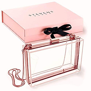STEVENS PARRA Clear Clutch Purse for Women, use this Transparent Acrylic Bag as a Crossbody/Handbag. Gift Box Included. Small (ROSE GOLD)