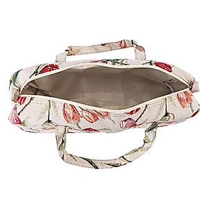 Handmake Bag, Cotton Linen Organizer Sewing Needles Organizer Knitting Bag Storage Bag Sewing Organizer Make Up Bag Living Room Storage Bedroom Storage(Rose Jacquard, 12)