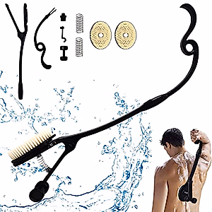 Back Scrubber for Shower - 23” Bath Brush Long Handle for Shower, for Elderly, Detachable Curved Back Scrubber, Back Brush for Disabled with Limited Arm Movement, Frozen Shoulder, Men and Women