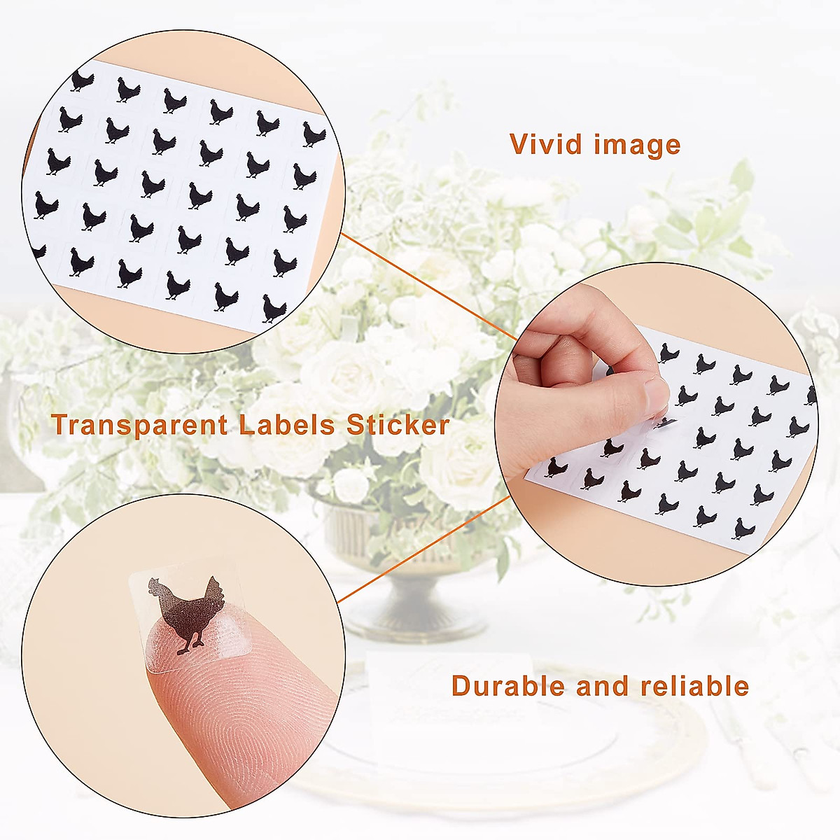 OLYCRAFT 2400pcs 4 Styles Black Meal Stickers 0.4 inch Food Choice Sticker Place Card Stickers Carrot/Chicken/Cow/Fish Wedding Meal Indicator Stickers Meal Stickers for Place Cards Party Supplies