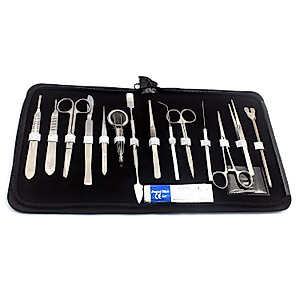 PRECISE CANADA: Premium Quality Stainless Steel Biology KIT Set with Tools for Medic Students of Anatomy, Biology, Veterinary, Marine Biology with CASE and Scalpel Blades Included for Frogs