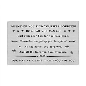 Emideary Sobriety Wallet Card Gifts for Women Men, Sober Gift - Proud of You AA Recovery Gift Keepsake - Sobriety Anniversary Christmas Presents