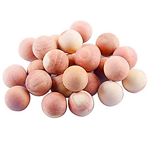 Tiamu Cedar Balls for Closets and Drawers Natural Cedar Balls for Clothes Storage 48PCs with 2 Satin Bags