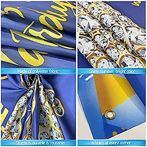 70th Birthday Decorations Backdrop Banner for Men, Happy 70th Birthday Decorations Men, Blue Birthday Photography Background, 70 Year Old Birthday Party Sign Poster Decor Fabric 6.1ft x 3.6ft PHXEY