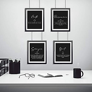 9 Pieces Inspirational Office Wall Art Grind Hustle Execution Motivational Wall Art Success Quote Office Wall Art, Entrepreneur Posters Inspirational Quote Wall Decor for Office Living Room (Black)