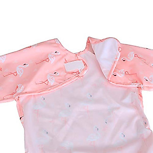 LUXJA Baby Waterproof Sleeved Bib, Long Sleeve Bib for Toddler (6-24 Months), Flamingo