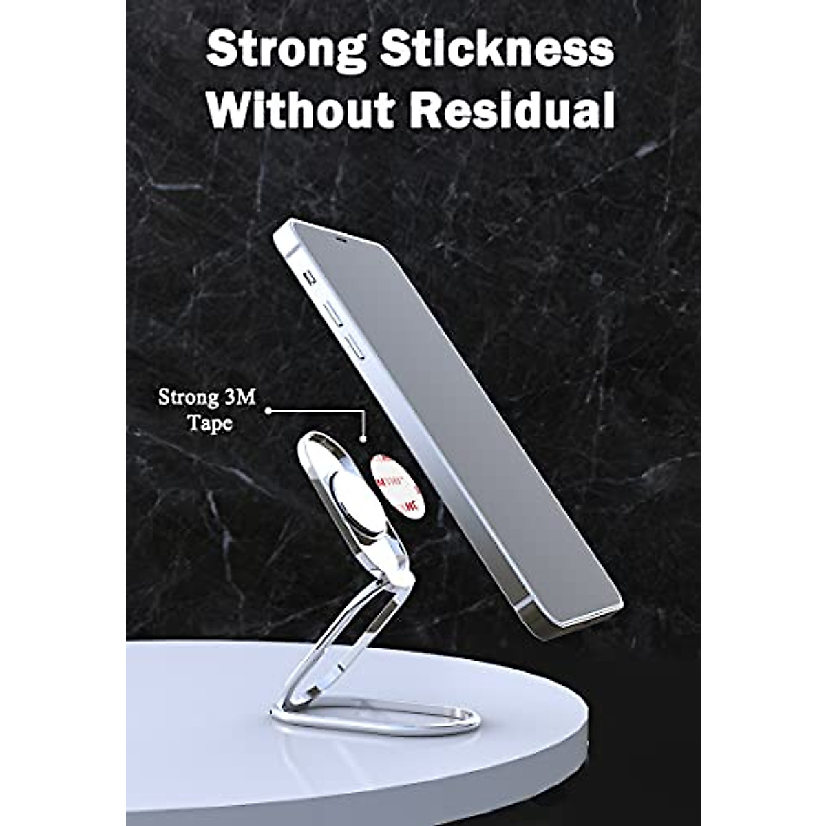 VAWcornic Phone Ring Holder Finger Kickstand, 540° Dual Direction Rotating Phone Grip for iPhone, Samsung, Huawei Smartphone, Tablet, Kindle, Switch Lite Compatible with Magnetic Car Mount (Silver)