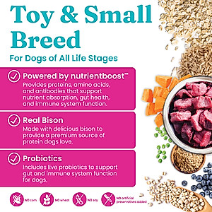 Solid Gold Small Breed Dog Food - Nutrientboost Wee Bit Whole Grain Made w/Real Bison, Brown Rice, & Pearled Barley - High Fiber, Probiotic Dry Dog Food for Dogs with Sensitive Stomachs - 3.75 LB