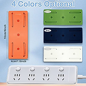 4Pcs Self Adhesive Power Strip Holder, Adhesive Punch Free Desktop Socket Fixer Wall Mounte, Plug-in Socket Fixer Bracket Stand for Kitchen Home Office Cable Management